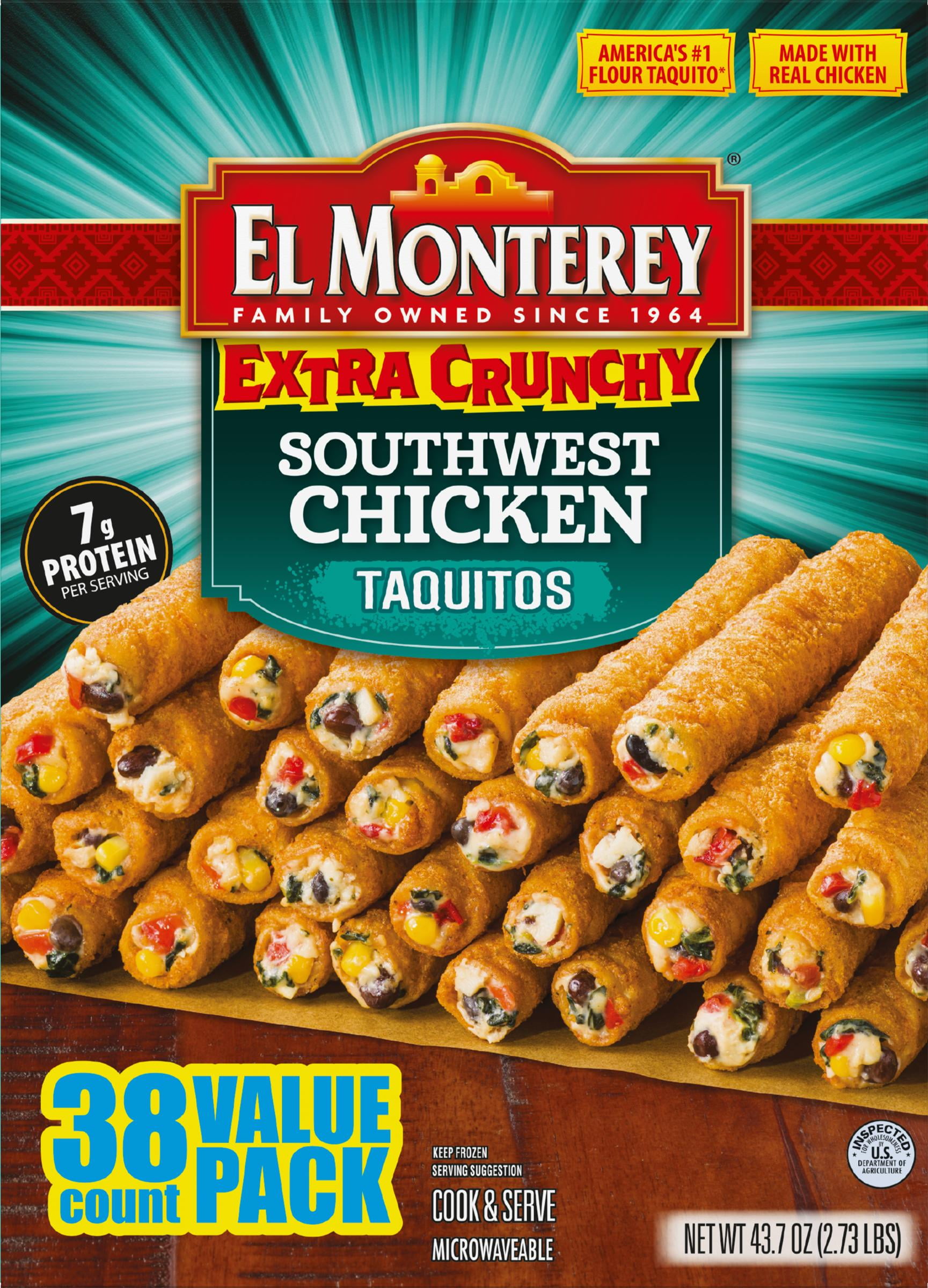 El Monterey Extra Crunchy Southwest Chicken Taquito Value Pack, 38 ...