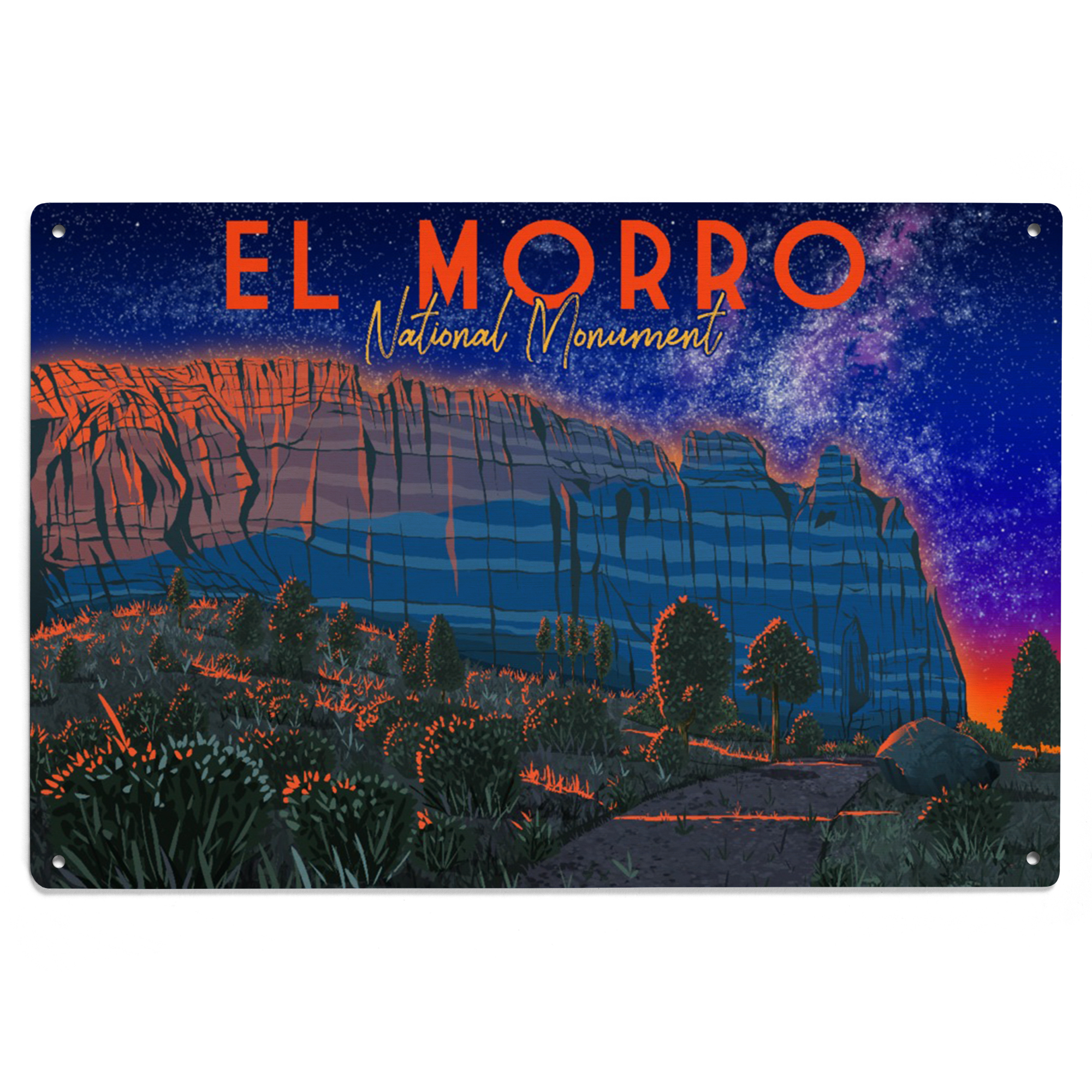 El Morro National Monument, New Mexico, Night Sky Birch Wood Wall Sign ...