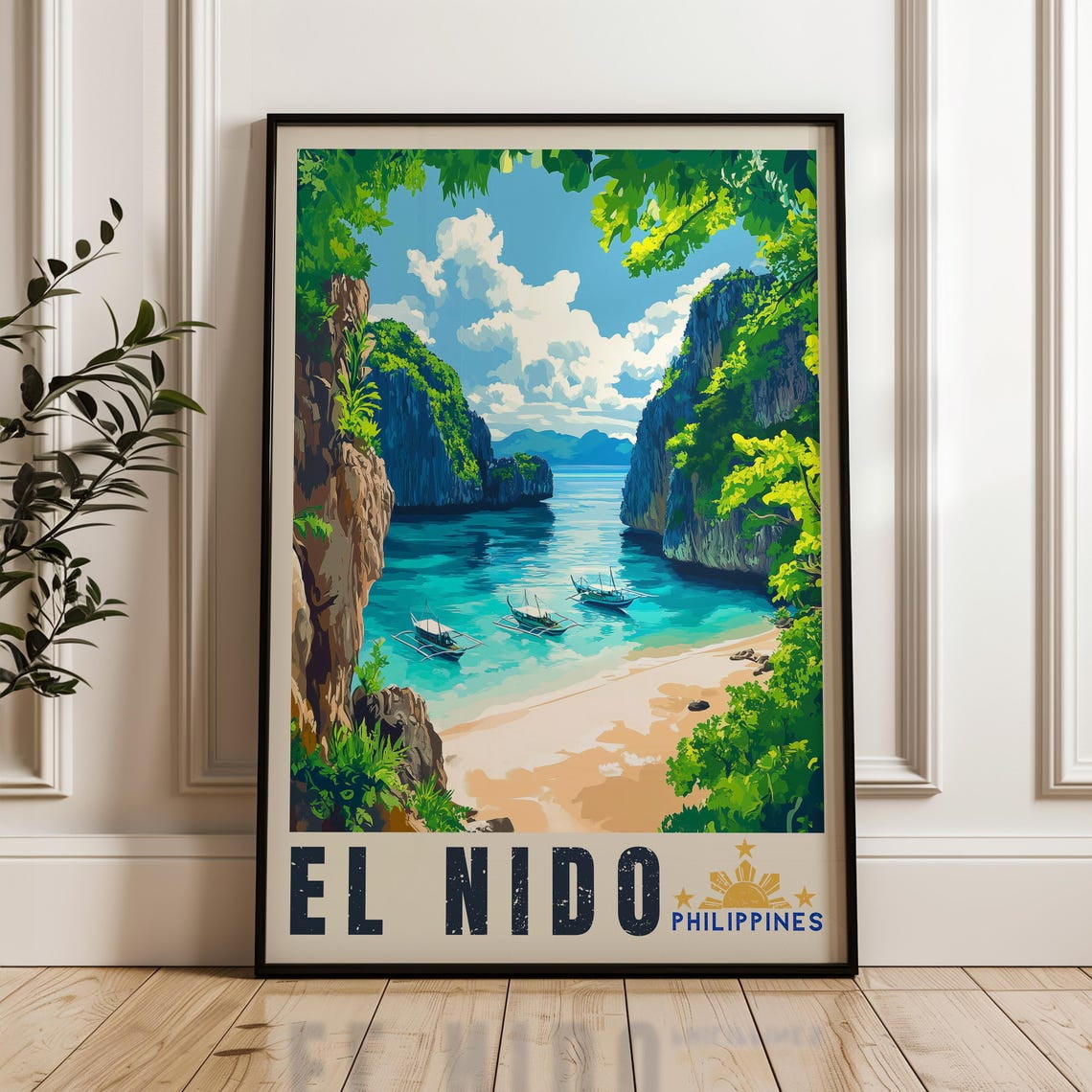 El Nido Travel Poster - Philippines Wall Art Print, Backpacking ...