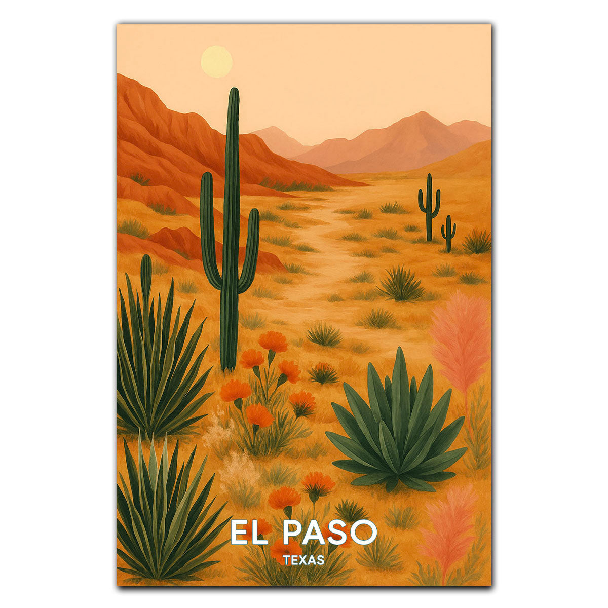 El Paso Desert Landscape Vintage Art Print Wall Poster – Chic Home ...