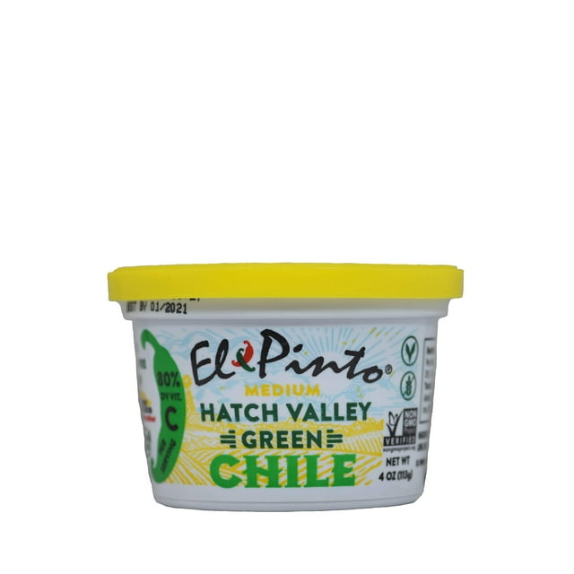 El Pinto Medium Hatch Roasted Green Chilies Hand Peeled 4 Ounces 12