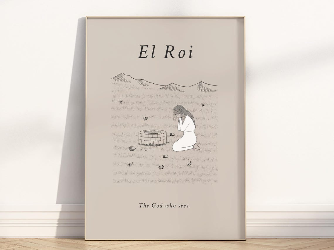 El Roi-Hagar In The Desert Minimalist Christian Wall Art, Hebrew Name ...