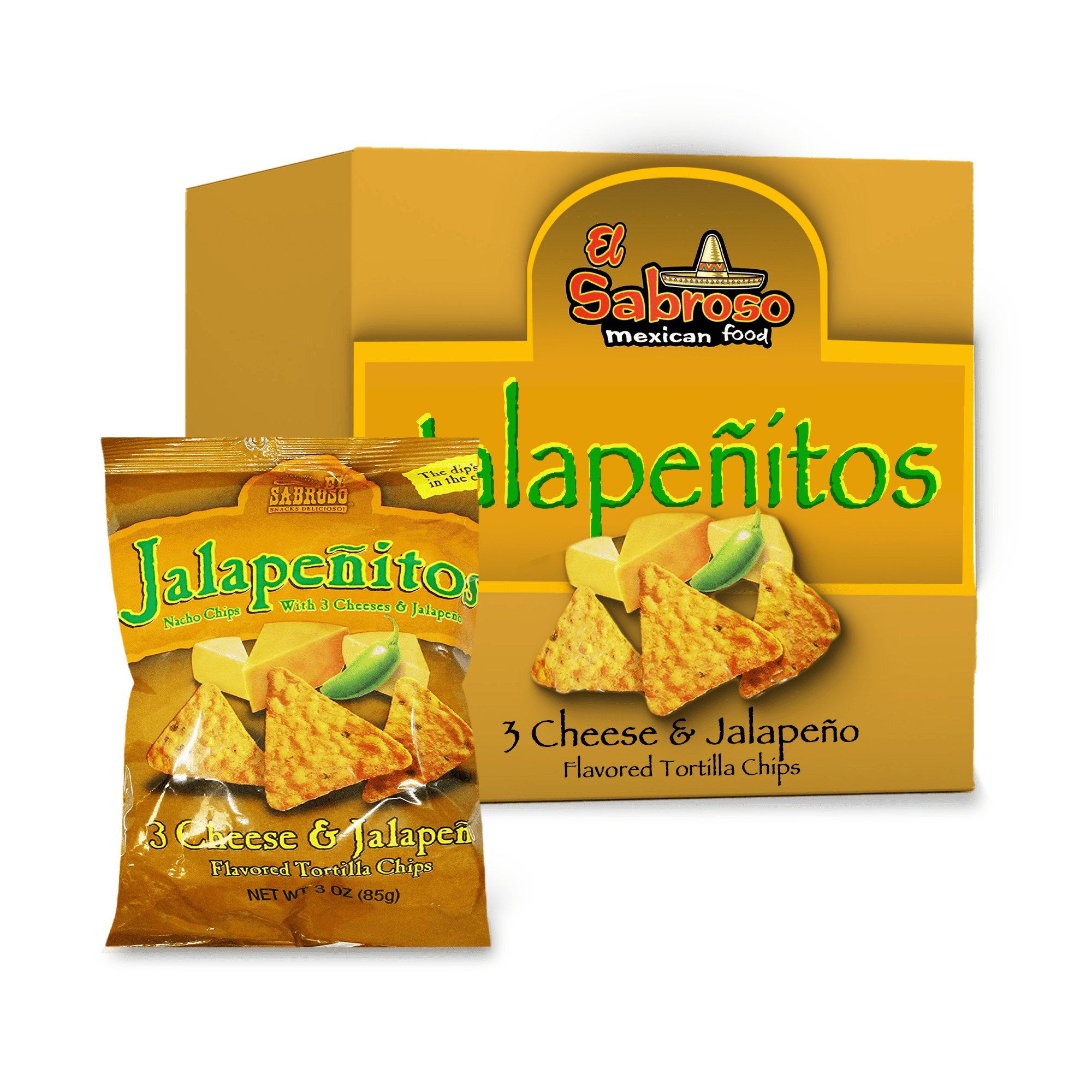 El Sabroso Jalapeñitos Spicy Jalapeño Flavored Corn Chips, 3 oz Bags ...