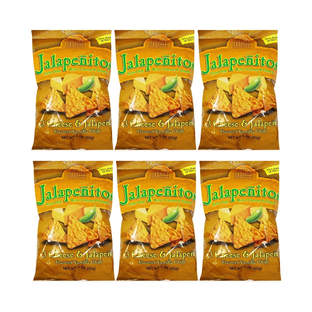 El Sabroso Jalapeñitos Spicy Jalapeño Flavored Corn Chips, 3 oz Bags (Pack of 6) - Walmart.com