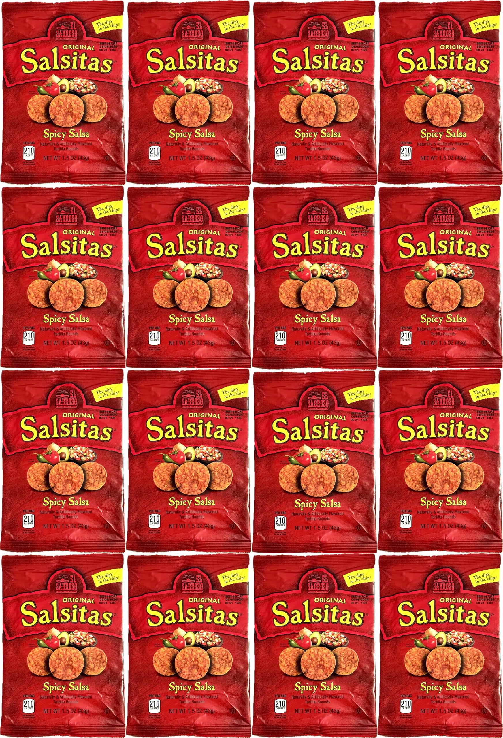 El Sabroso Salsitas Spicy Salsa Round Tortilla Chips, 1.5 oz Bags, Pack ...
