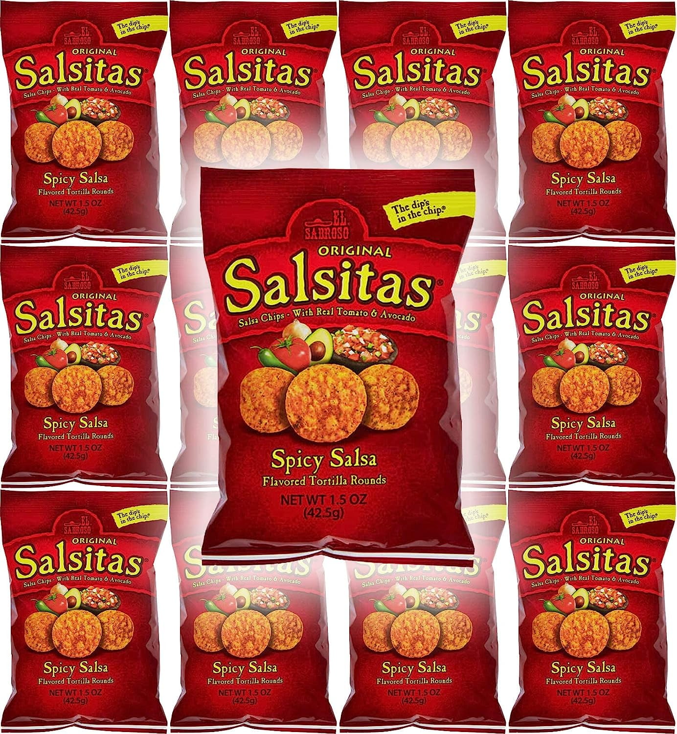 El Sabroso Salsitas Spicy Salsa Round Tortilla Chips, 1.5oz Bags (Pack ...
