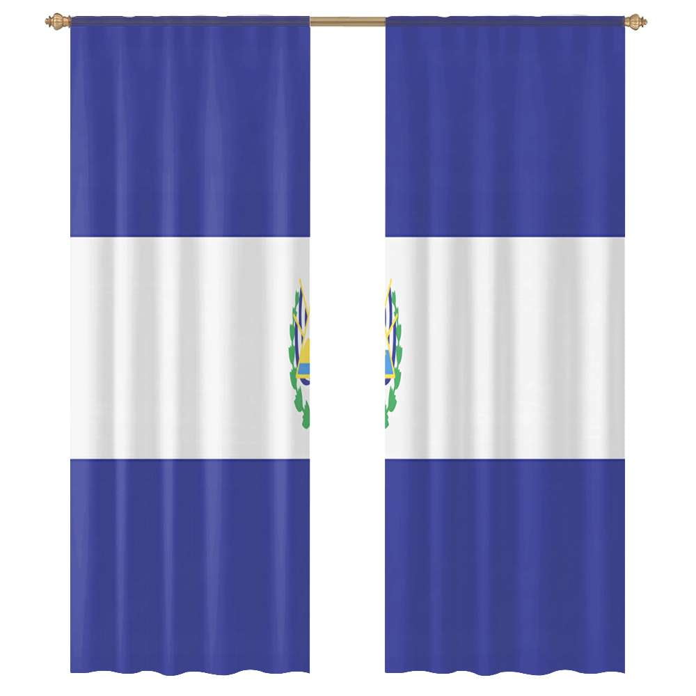 El Salvador Flags Sheer Voile Curtain Window Tulle Curtains For Living ...