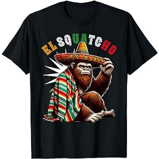El Squatcho Poncho Western Bigfoot Funny Mexican Sasquatch T Shirt