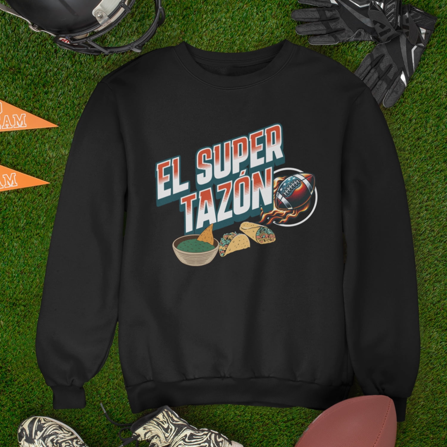 El Super Tazón Football Fleece Lined Crewneck | Viral Funny Latino ...