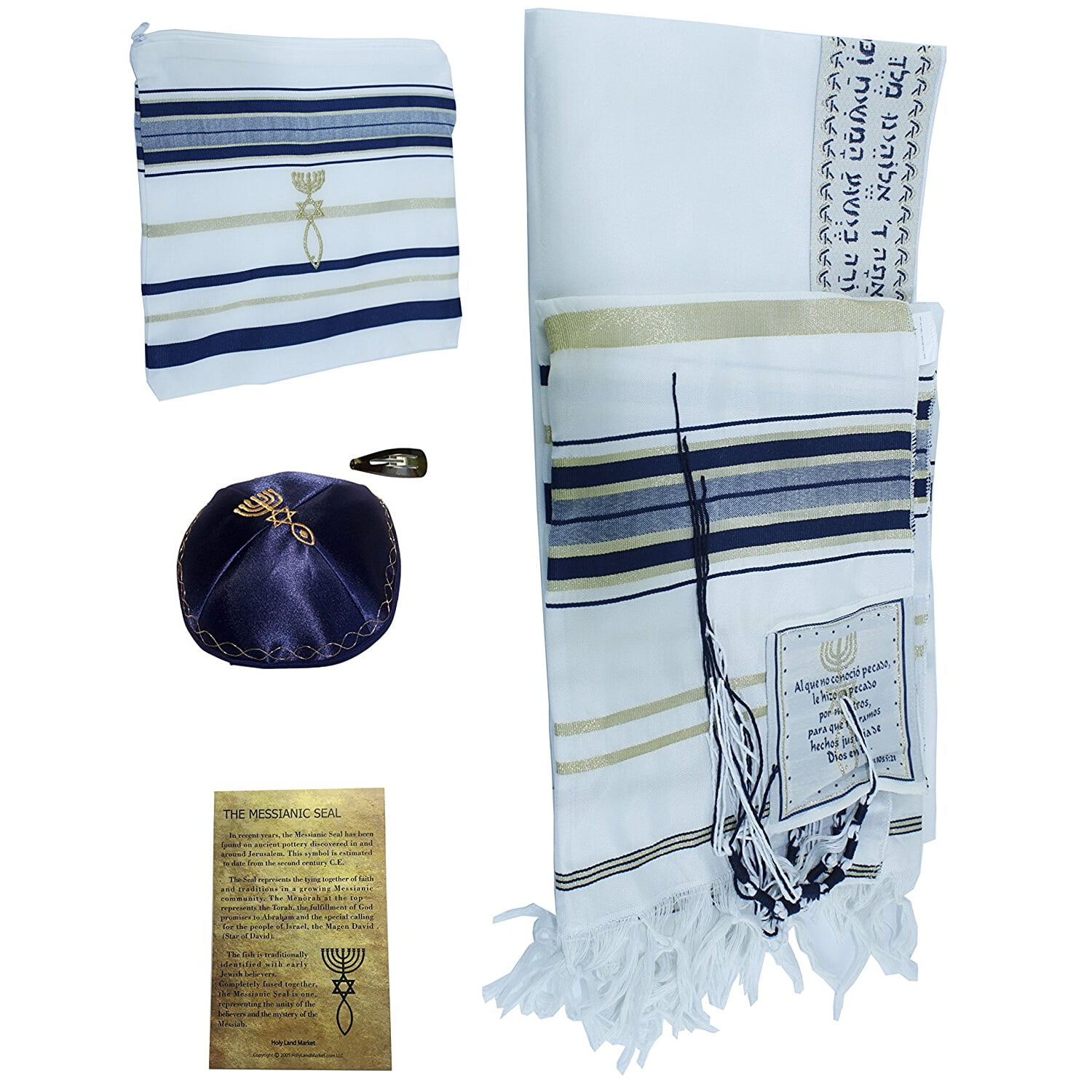 El Tallit con Kippah - Manto (Mantn) de oracin mesinico - Talit con versculos dela Biblia ...