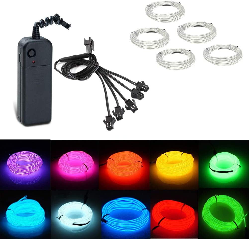 El Wire Glowing Electroluminescent El Wires Light with Battery Pack ...