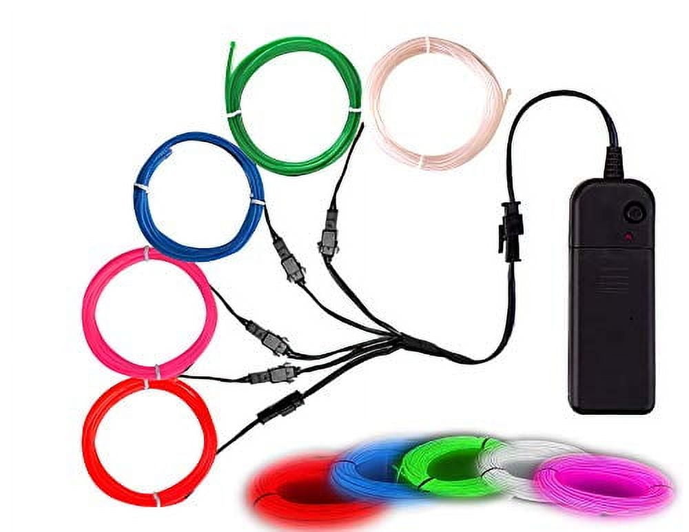 El Wire, Maxlax Noise Reduction Neon Light 5 In 1 Meter (Red,White,Blue ...
