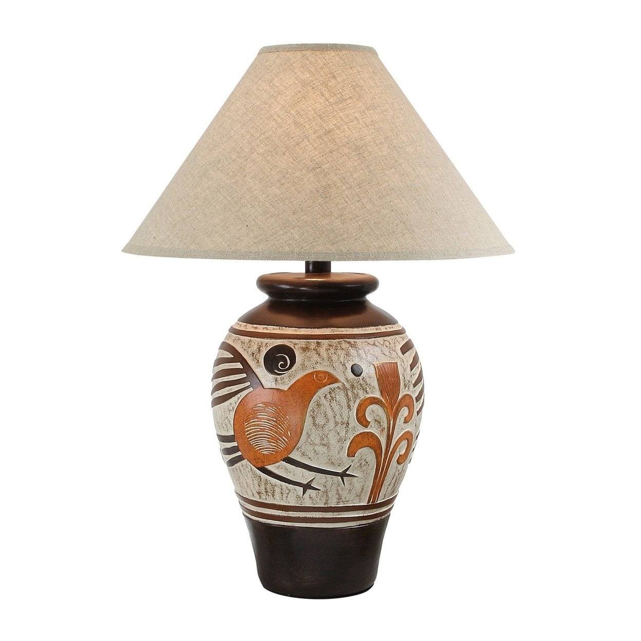 Ela 30 Inch Table Lamp Curved Base Birds and Flowers White Hydrocal - Saltoro Sherpi - Walmart.com