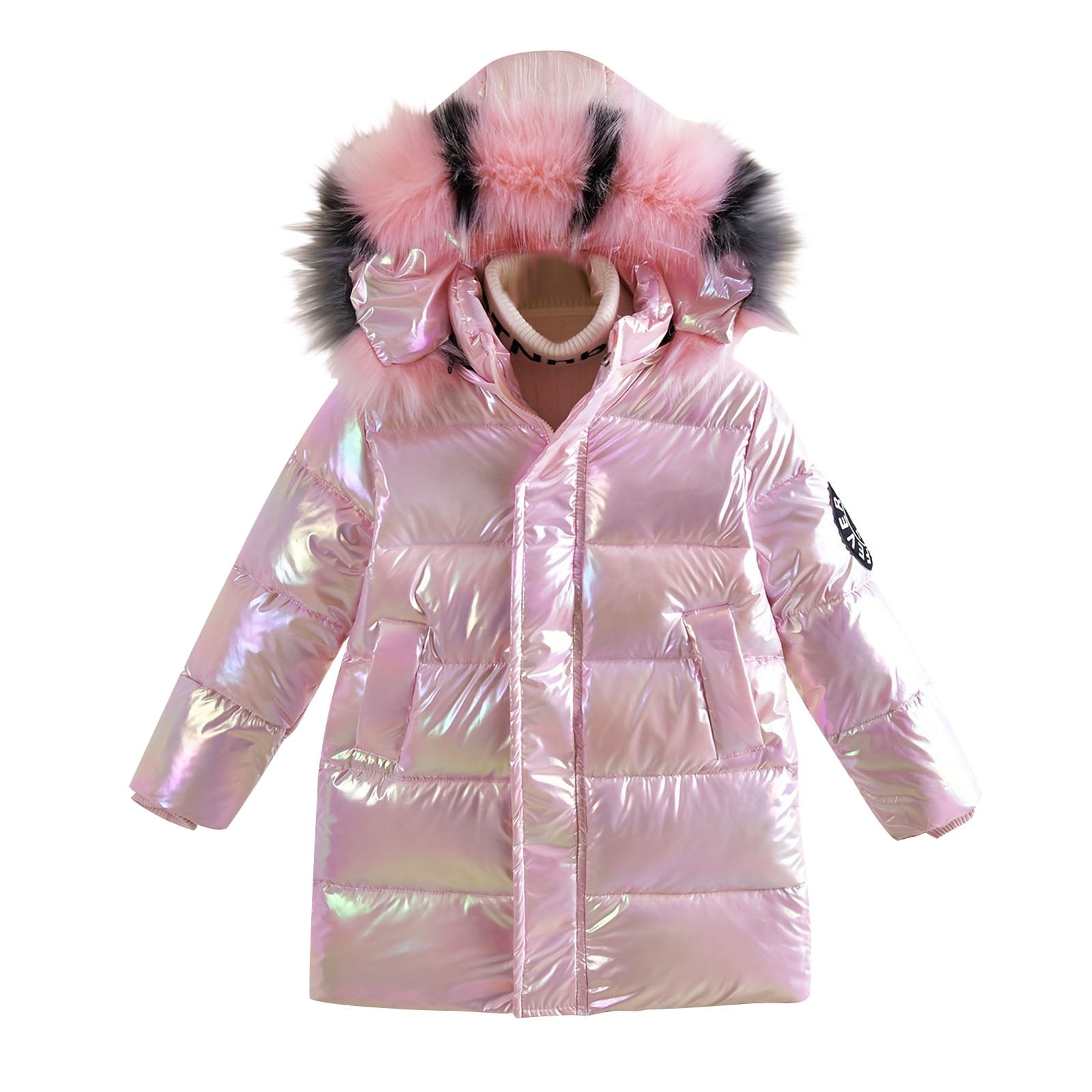 Elabch Girls Puffer Jacket Metallic Shine Hooded Puffer Jacket Winter ...