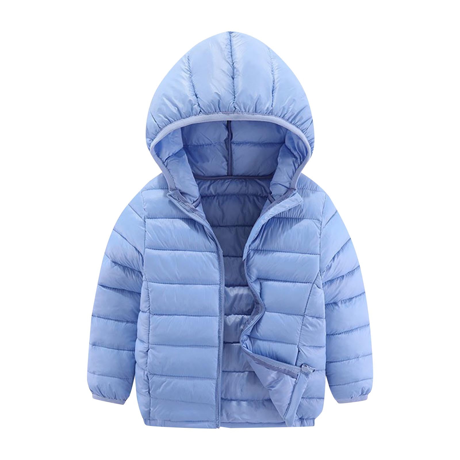Elabch Toddler Boys Girls Kid Hooded Puffer Jacket Zip Hooded Snow Coat Thick Waterproof Solid ...