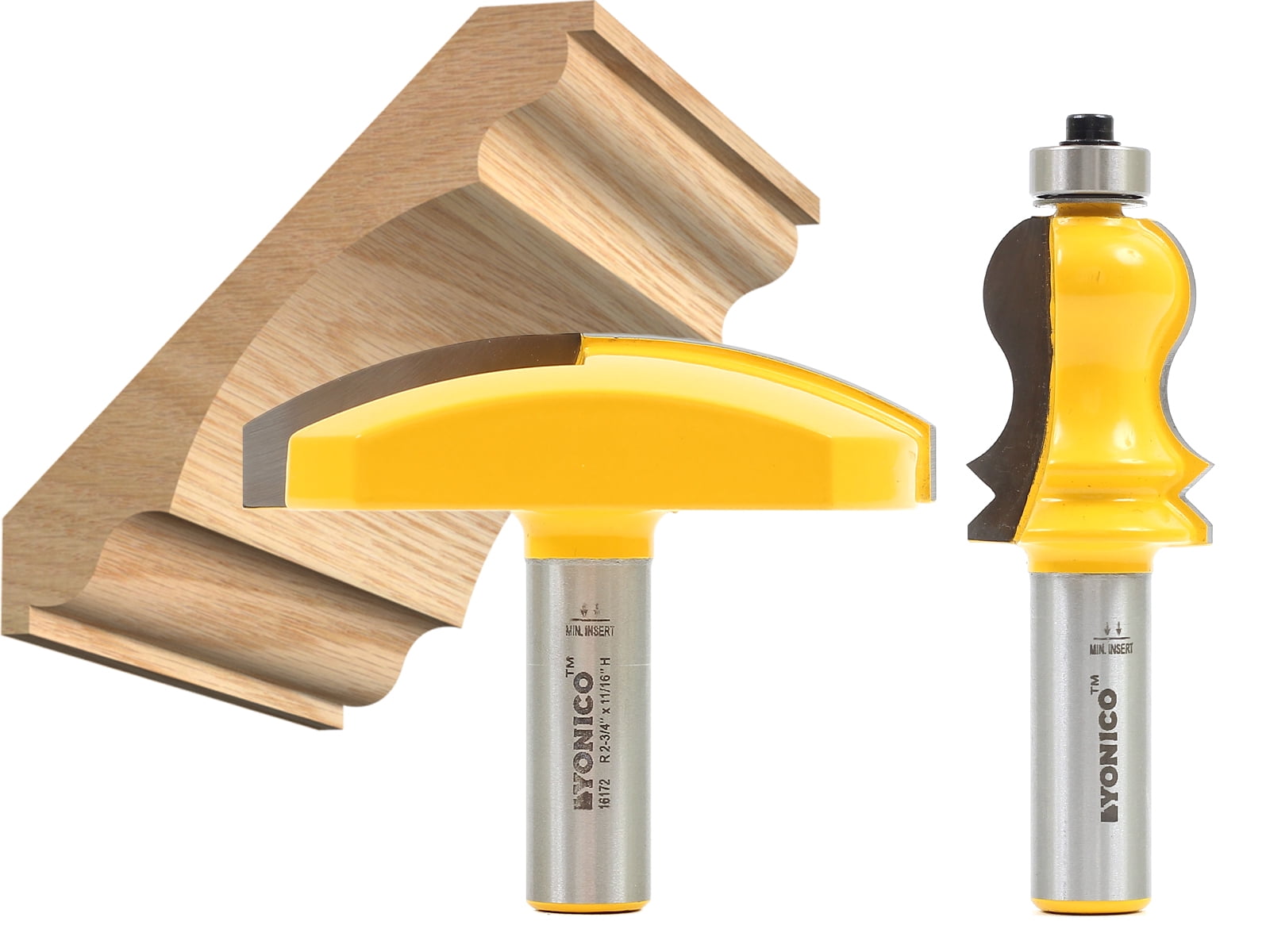 Yonico Crown Cap Molding Router Bit Set, 2 Bit, 1/2 Inch Shank, Carbide ...