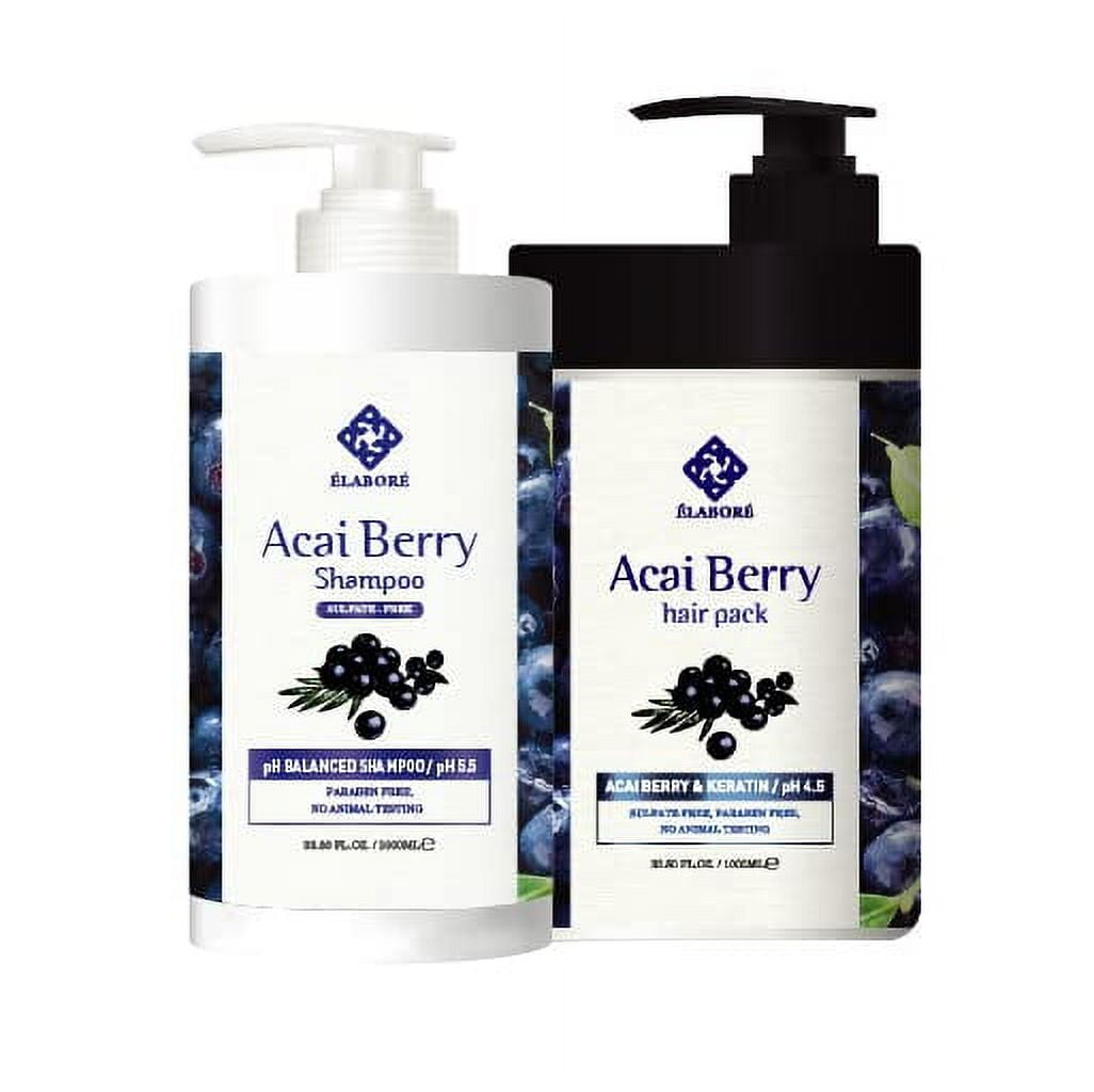 Elabore Acai Berry Super Hair Pack & (Sulfate Free) Shampoo Set 33.80fl ...
