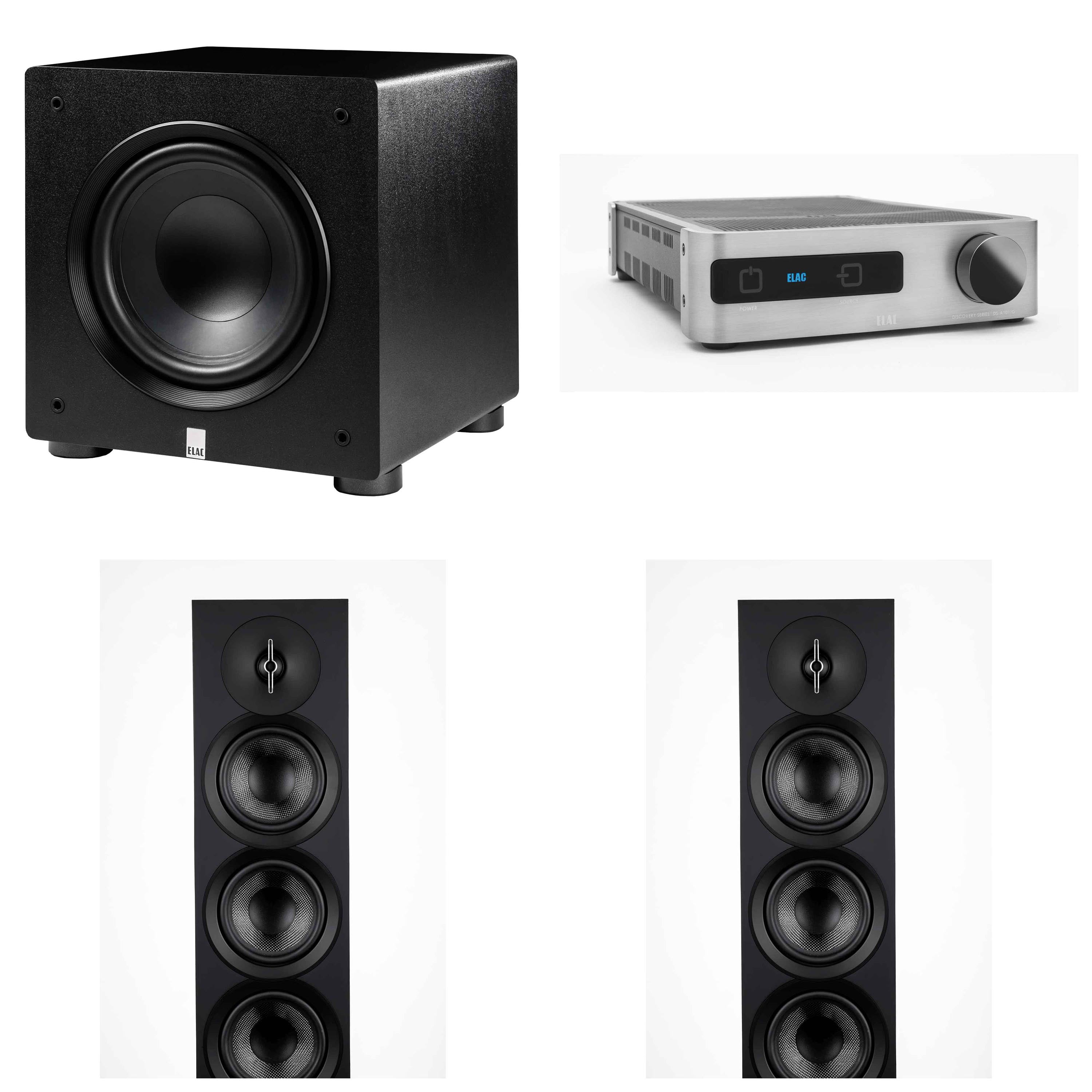 Elac DS-A101-G - Discovery Amplifier with Wi-Fi - Grey, Two Elac DF53 ...