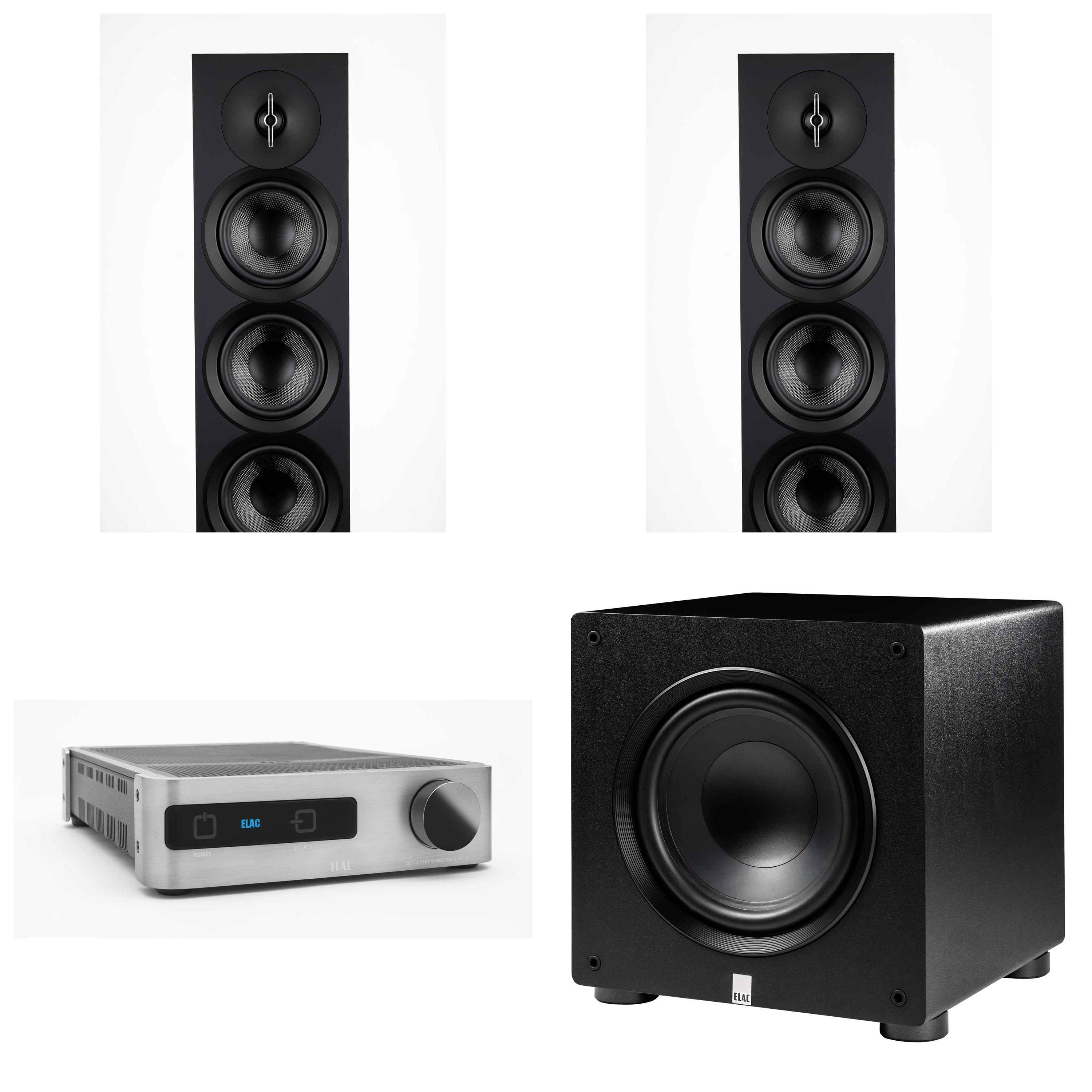 Elac DS-A101-G - Discovery Amplifier with Wi-Fi - Grey, Two Elac DF53 ...