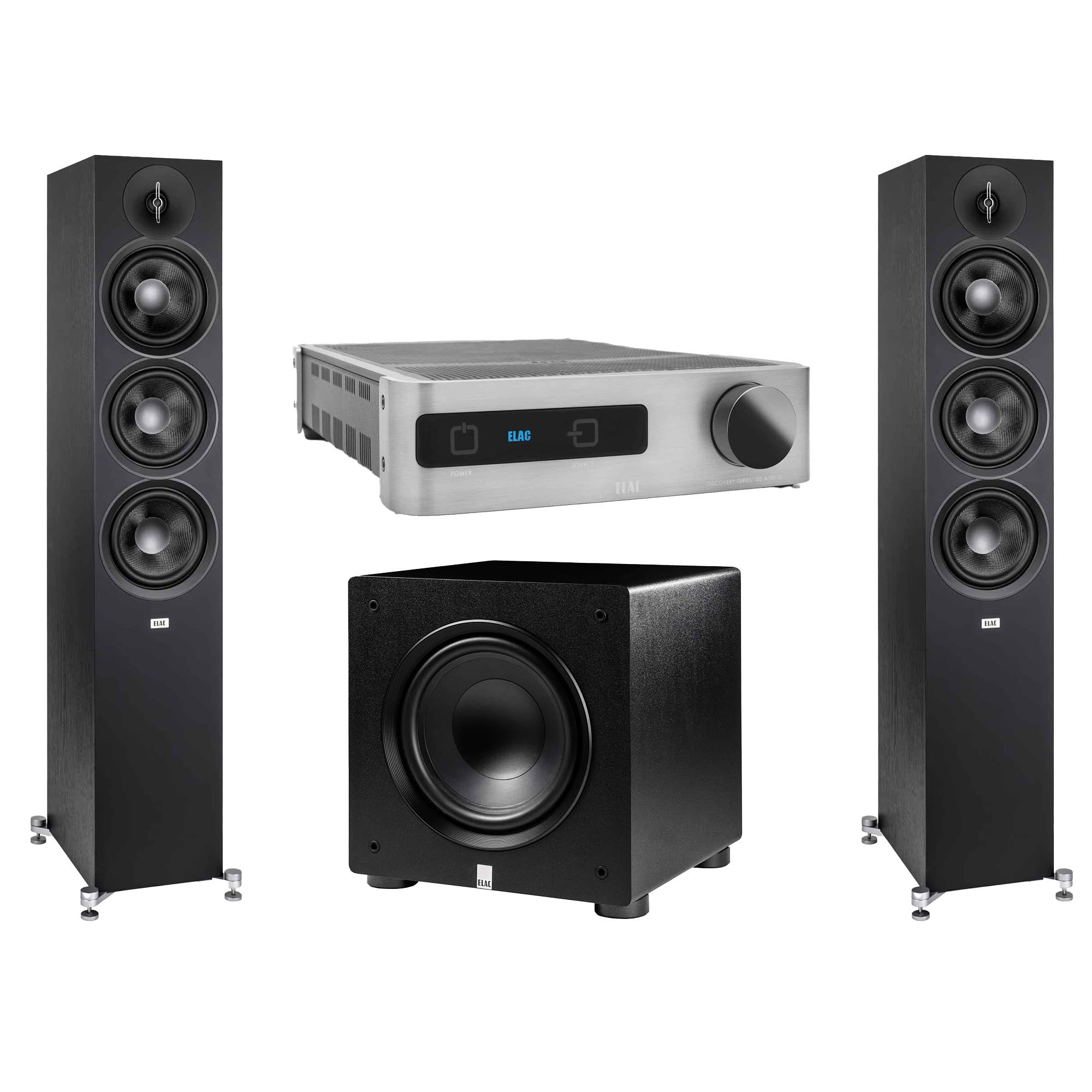 Elac - Two DF63-BK - Debut 3.0 6.5" Floor Speaker - Black, Elac DS-A101 ...