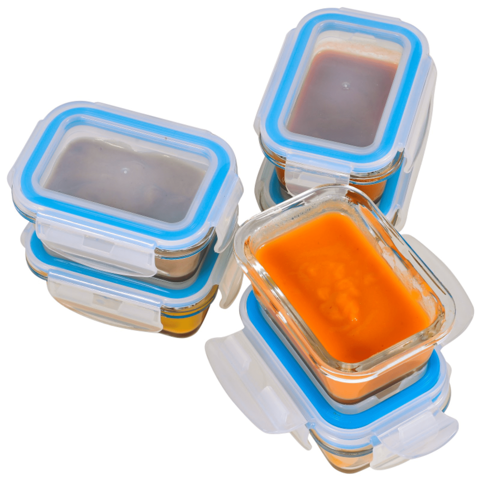 Elacra 6-Pack 4oz Glass Baby Food Storage Containers, Freezer Safe ...
