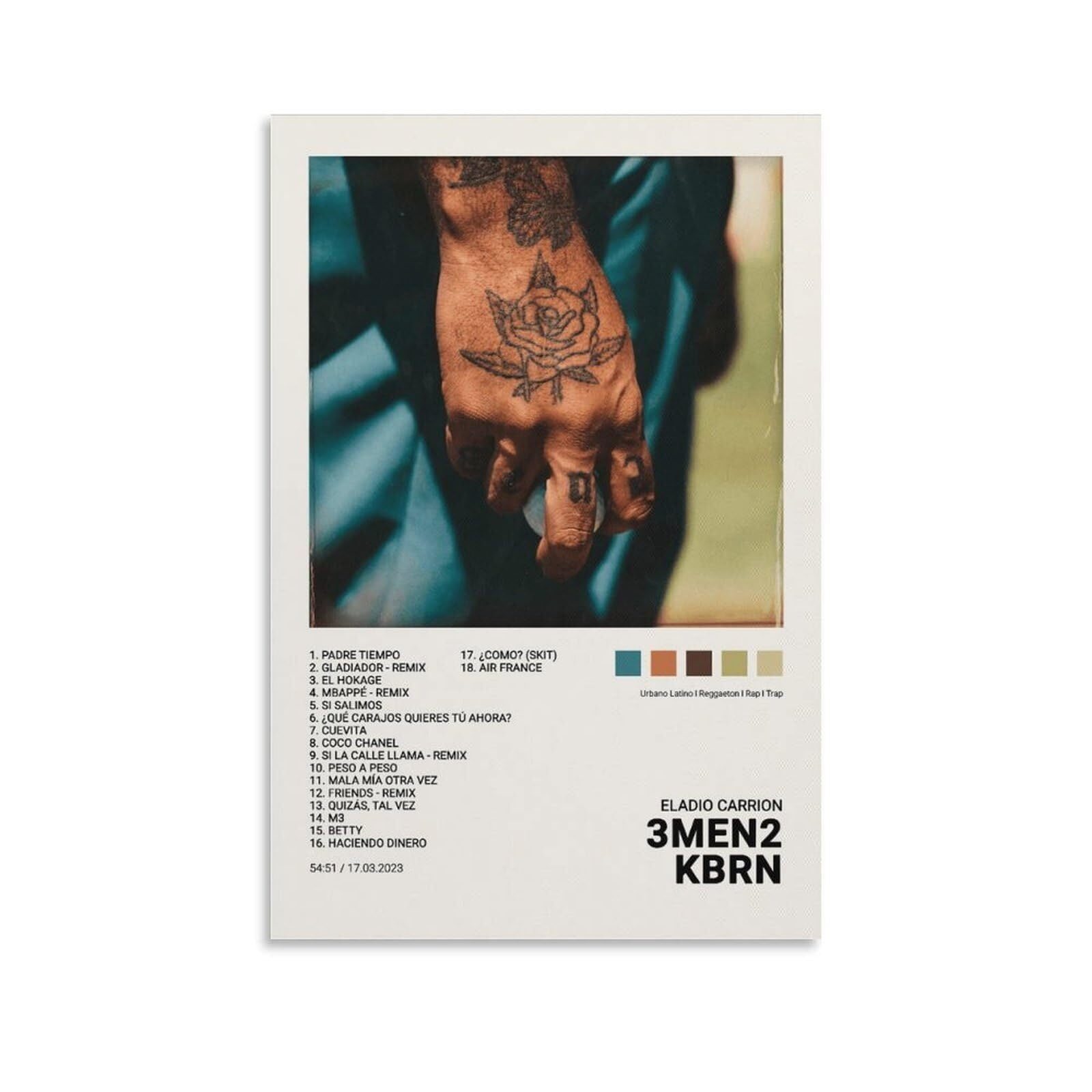 Eladio Carrion 3MEN2 KBRN Album Cover Canvas Poster Print Music Posters ...