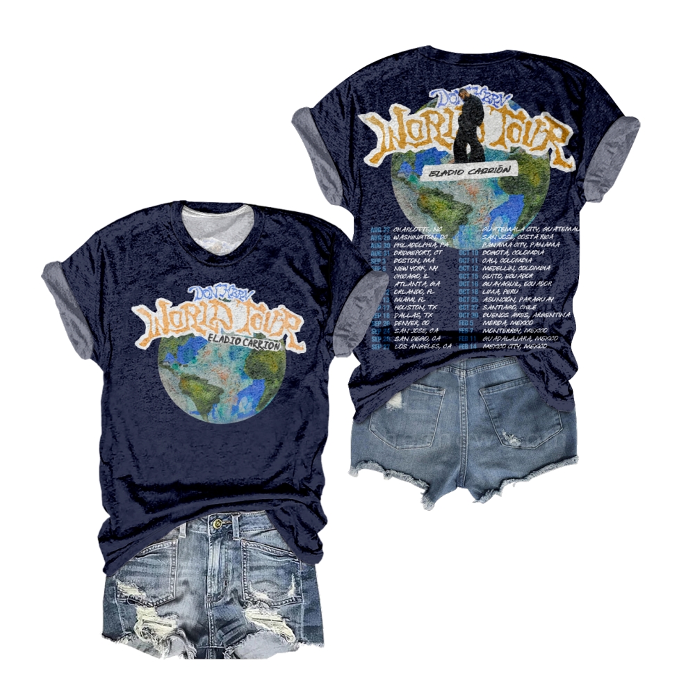 Eladio Carrion Don Kbrn World Tour shirt Print crewneck T-Shirt men ...