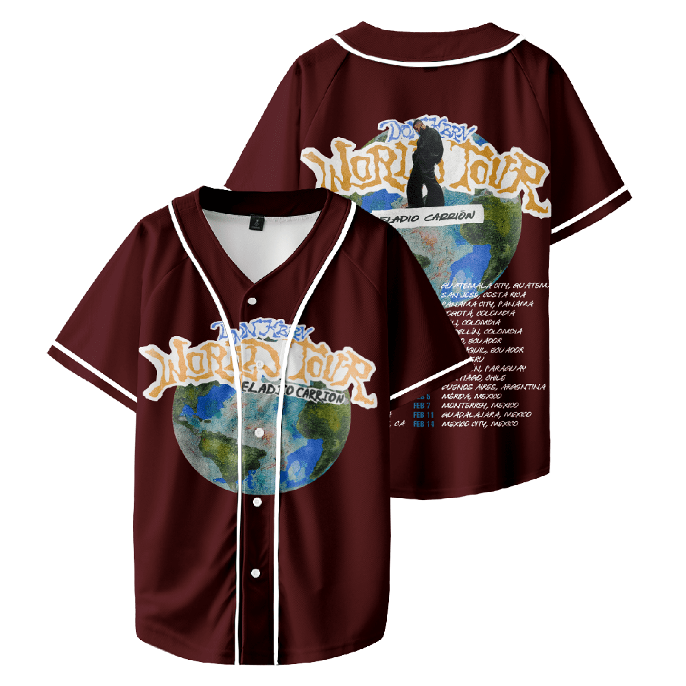 Eladio Carrion Don Kbrn World Tour shirt short sleeve V neck button ...
