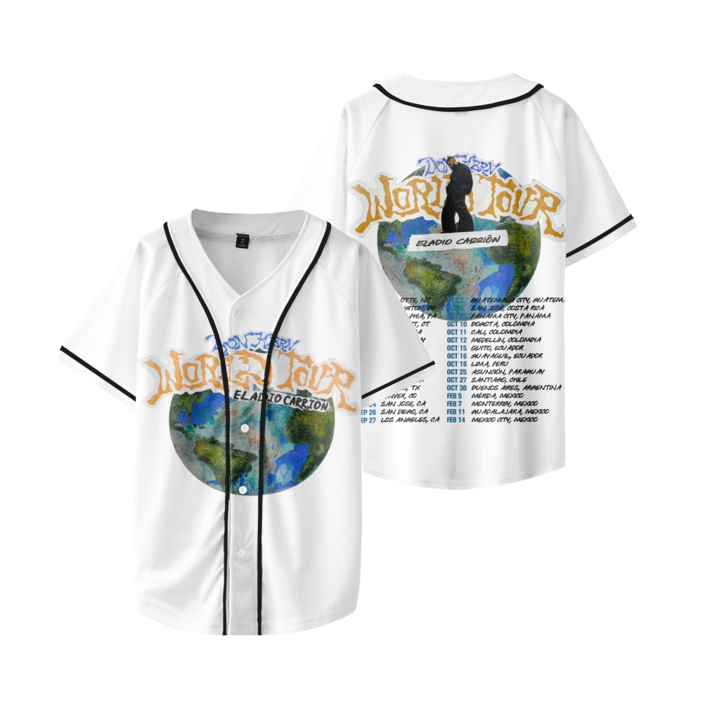 Eladio Carrion Don Kbrn World Tour shirt short sleeve V neck button ...