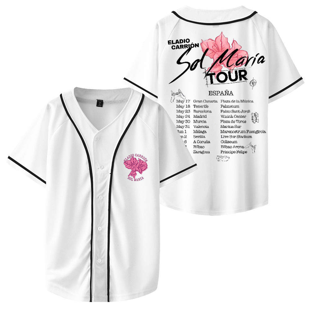 Eladio Carrion Sol Maria Tour 2024 Baseball Jersey Short Sleeve Shirts ...