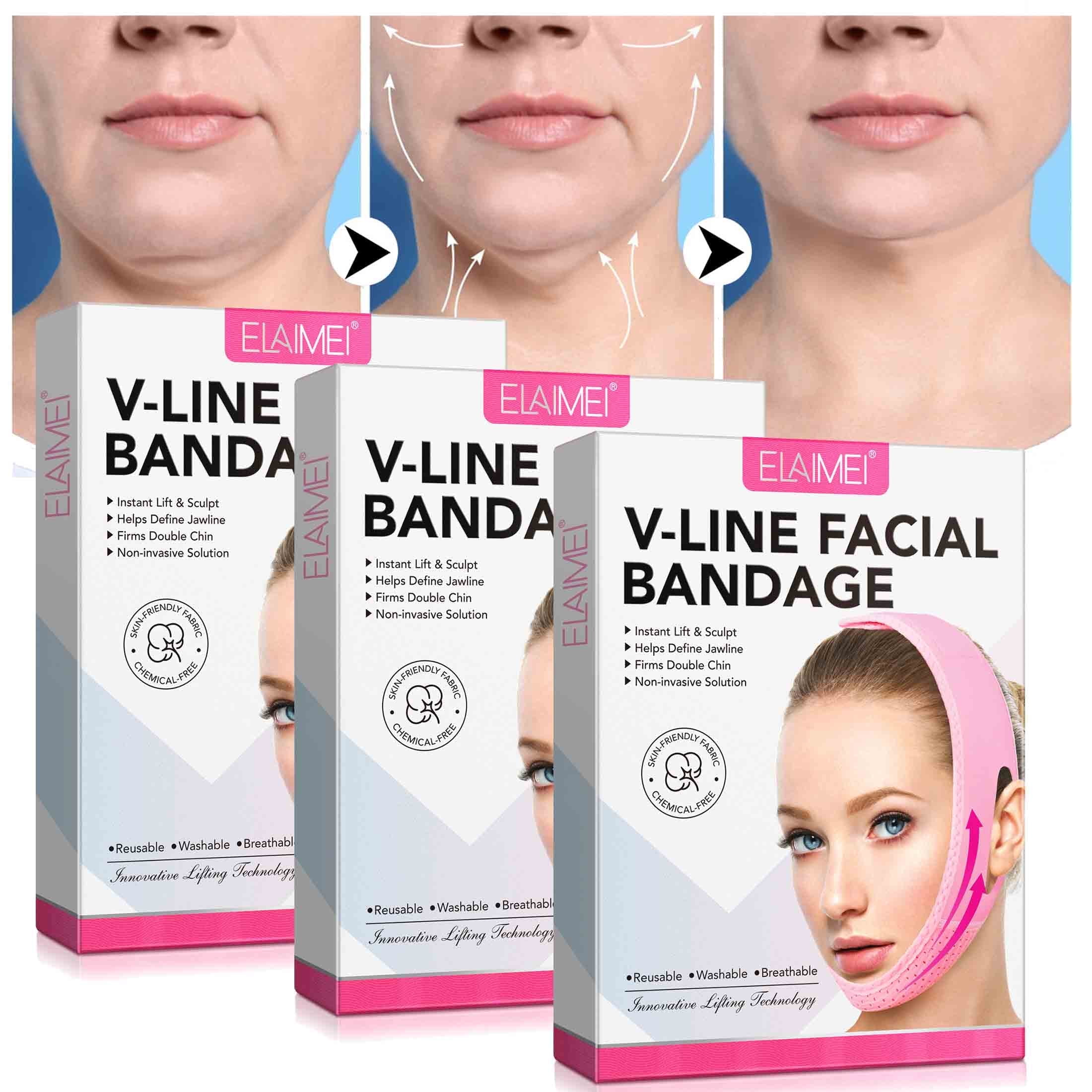 Elaimei 3-Pack Elastic Face Slimming Bandage, V-Line Facial Mask, Soft ...