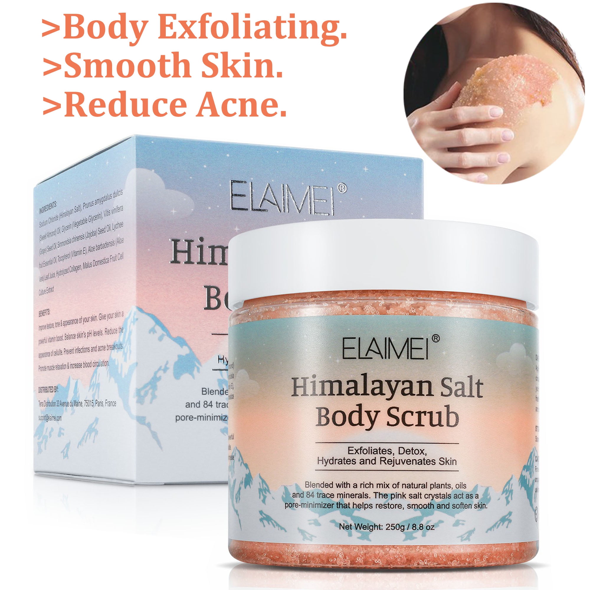 Elaimei Himalayan Salt Body Scrub Infused with Lychee Oil, Natural ...