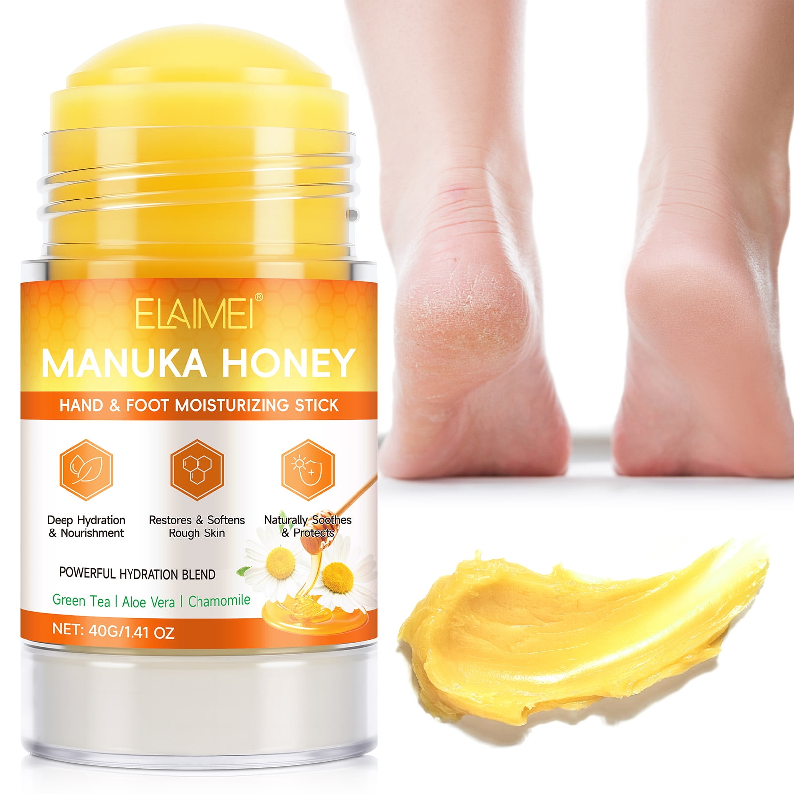 Elaimei Manuka Honey Hand & Foot Moisturizing Cream,Cracked Heels Stick for Rough and Dry Skin,1 ...