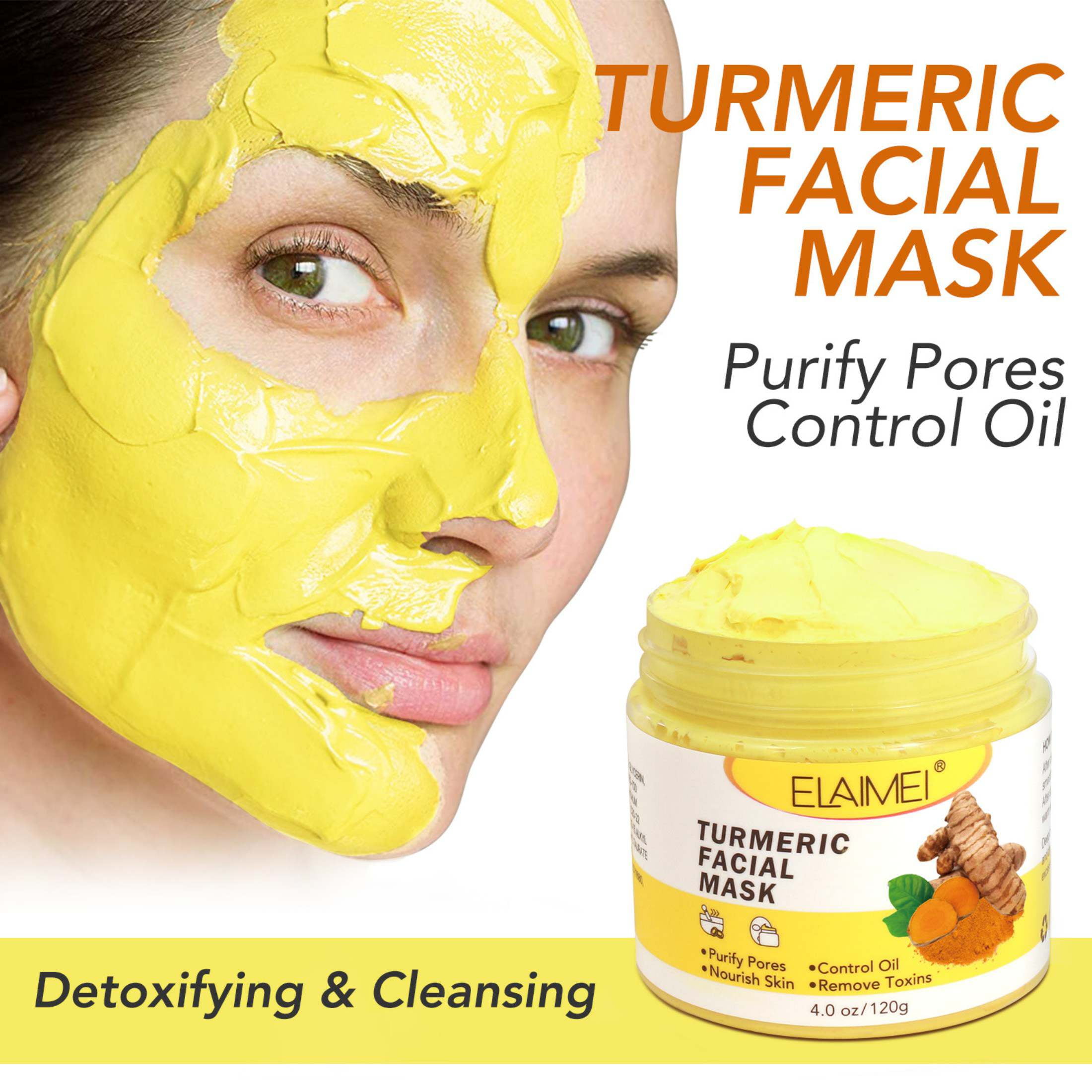 Elaimei Turmeric Clay Mask,Vitamin C Brightening Clay Mask for Face ...