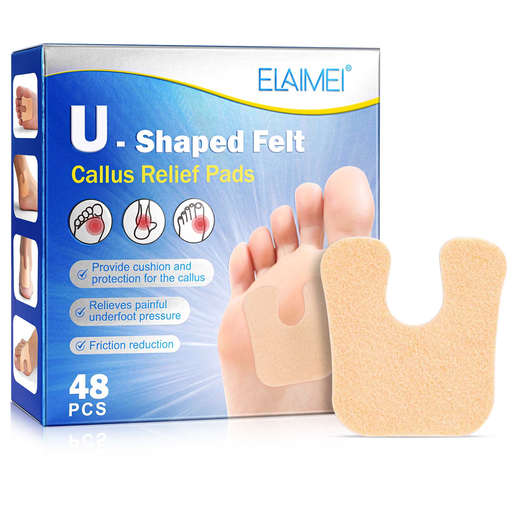 Elaimei U-Shaped Felt Callus Pads for Feet, Relieve Discomfort Caused ...