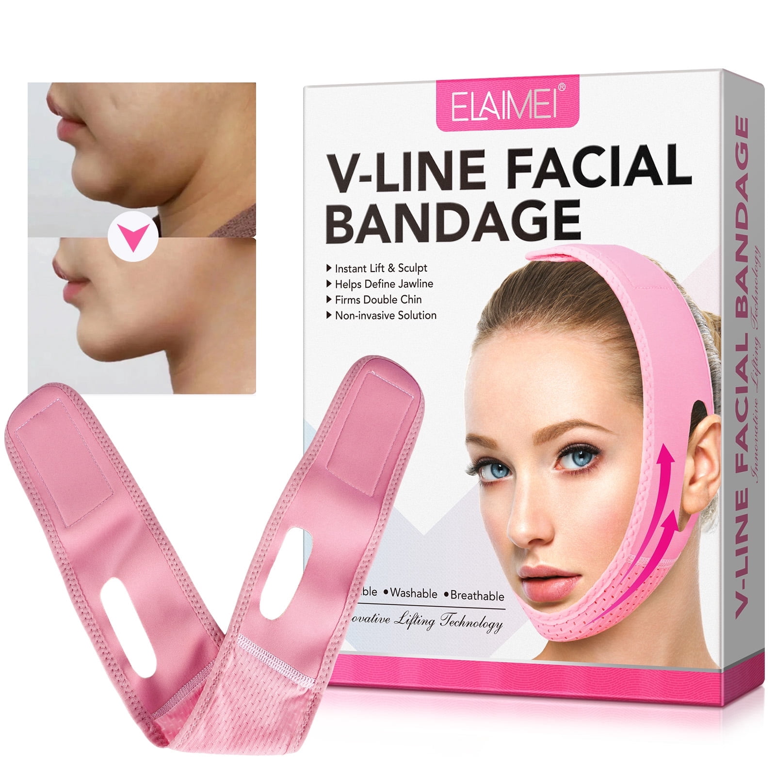 Elaimei V-Line Facial Bandage,Reusable Face Slimming Strap,Chin ...