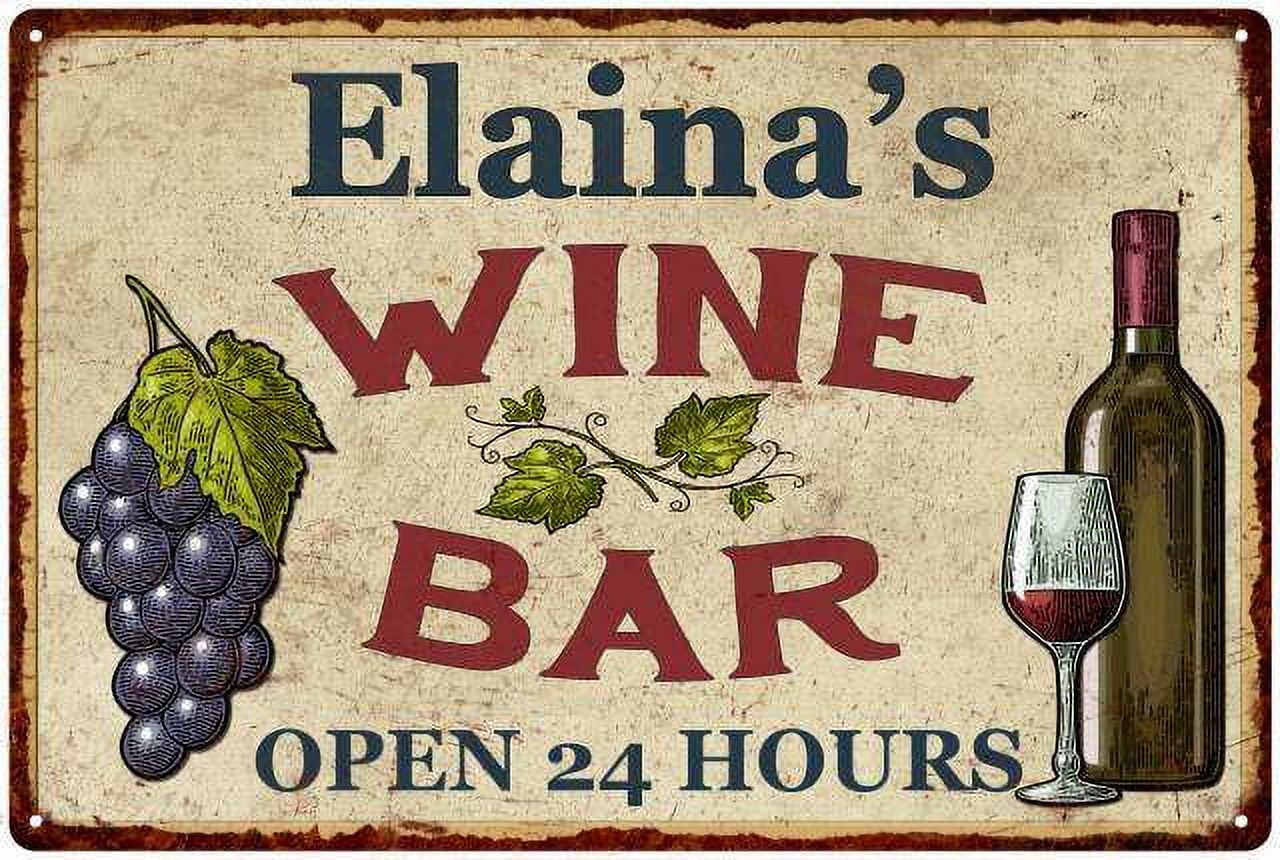 Elaina's Rustic Wine Bar Sign Wall Decor Kitchen Gift 8 x 12 High Gloss ...