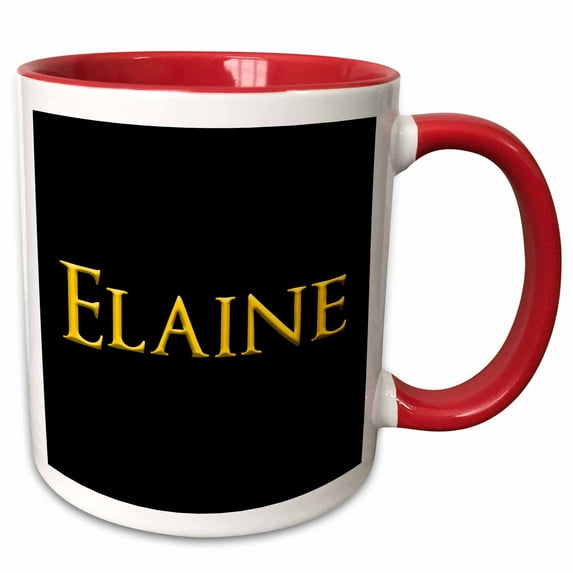 3drose, Elaine Well Known Woman Name in the Usa. Yellow on Black Talisman, 11oz Two-tone Red Mug ...