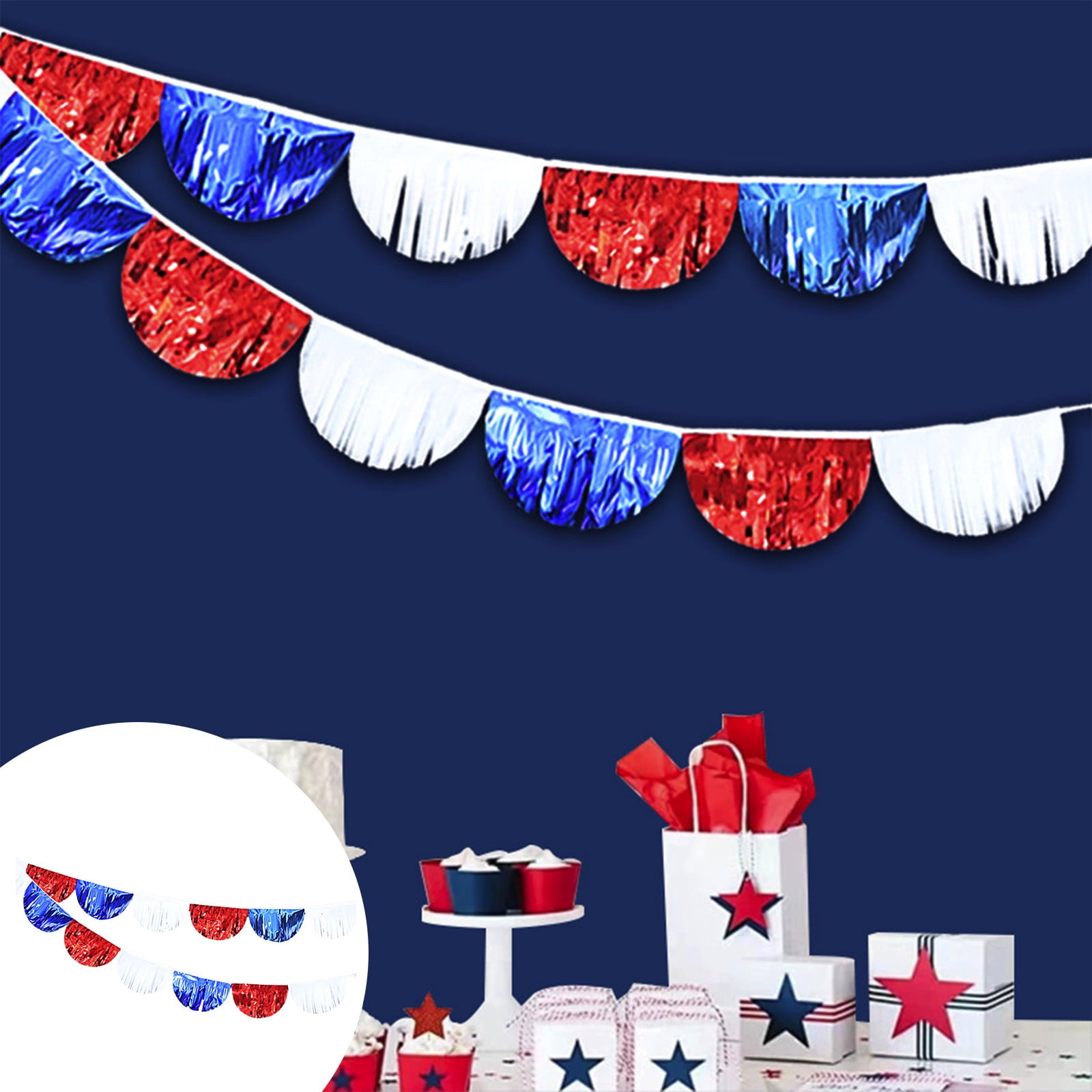 Elainilye 2.5M Fringed Garland Banner Set, Red White Blue Wall Hanging ...