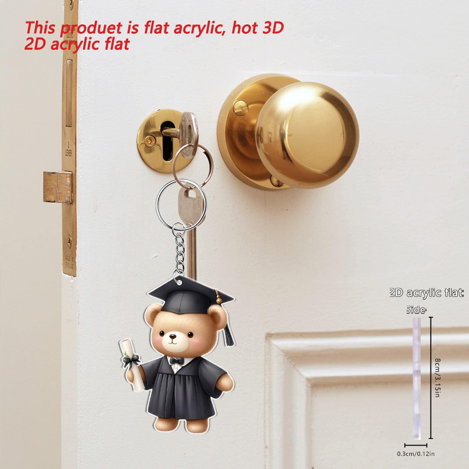 Elainilye 2025 Graduation Bear Key Chain, Congrats Grad Gift 2D Flat ...