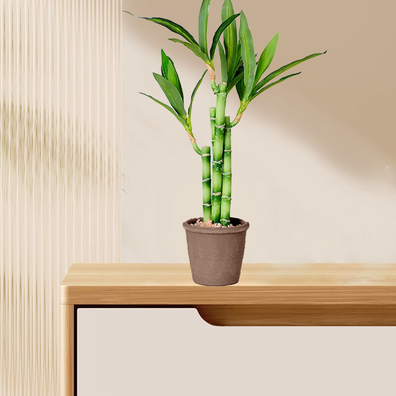 Elainilye Artificial Lucky Bamboo, Fake Green Plants with Vase ...