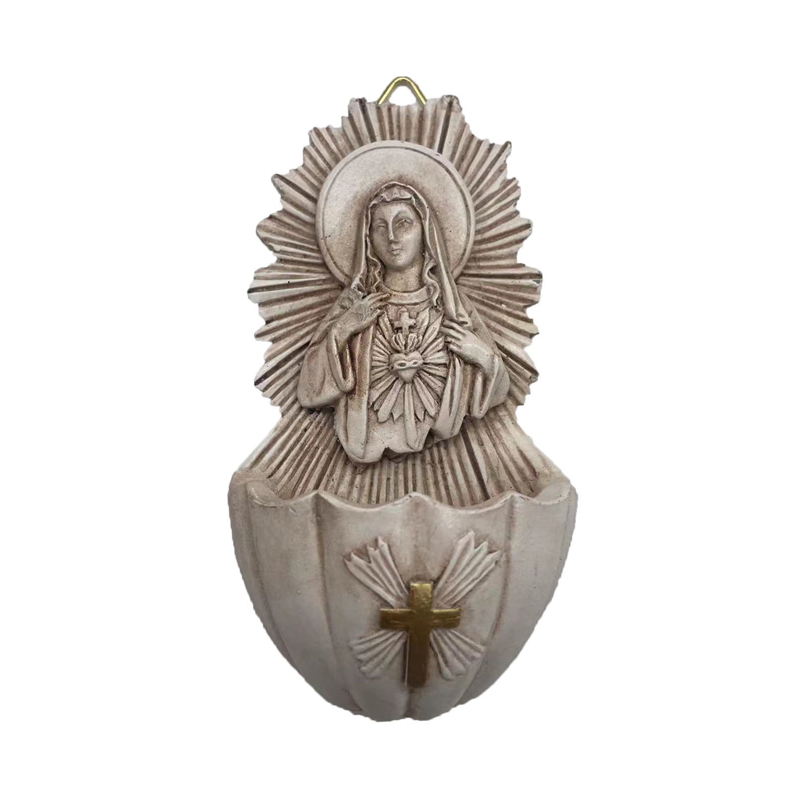 Elainilye Catholic Holy Water Font, Sacred Heart of Mary Resin Wall ...