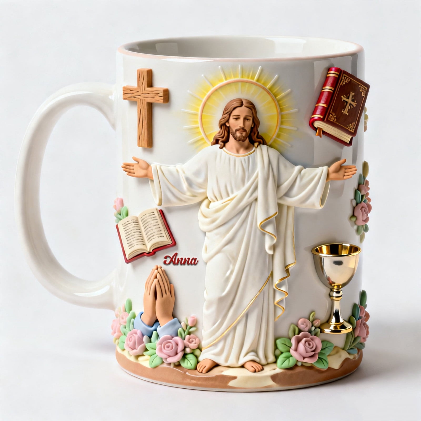Elainilye Christian Coffee Cup, 15 oz Inspirational Mug with Faith Based Designs, Personalized ...