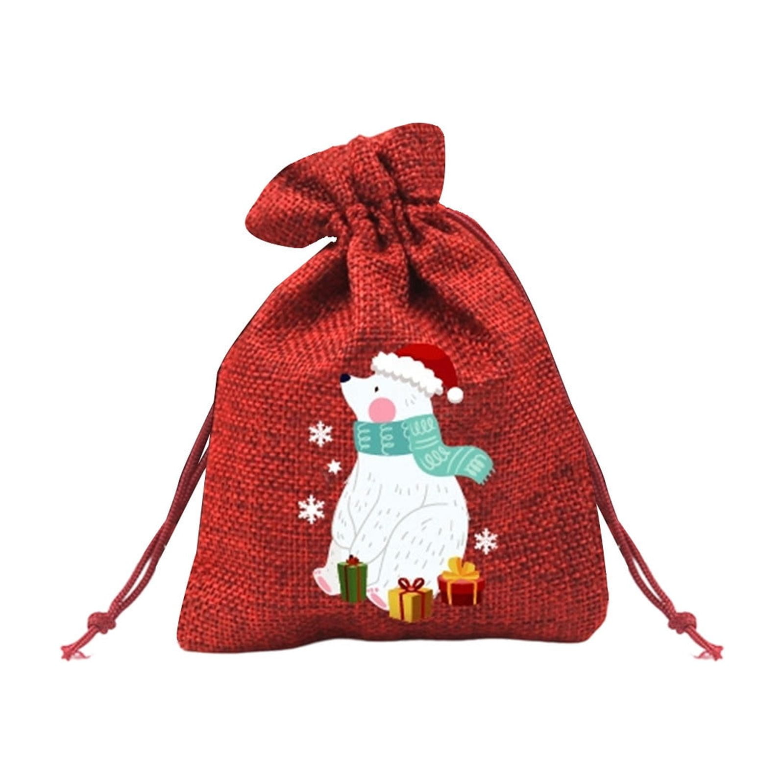Elainilye Christmas Gift Bags, Linen Apples Cartoon Design Small ...
