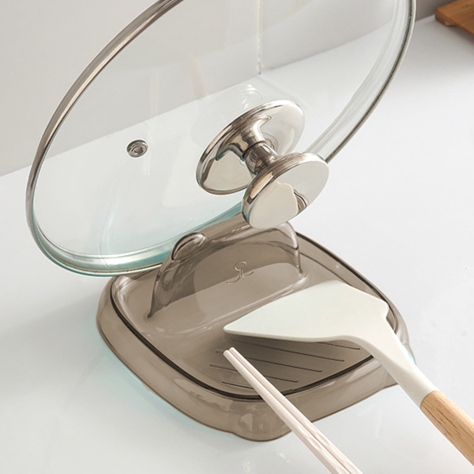 Elainilye Countertop Utensil Holder with Lid Storage Rack, Space-Saving ...