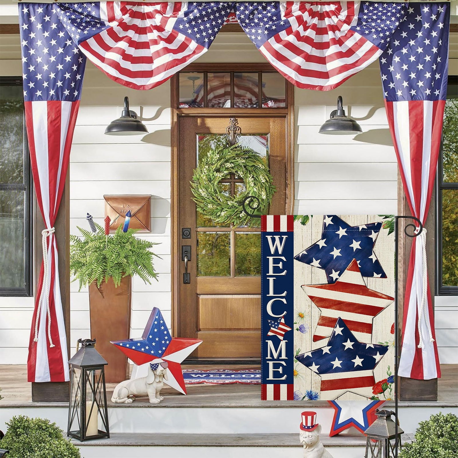 Elainilye Double Sided Garden Flag, USA Patriotic Theme 12x18 Inch ...