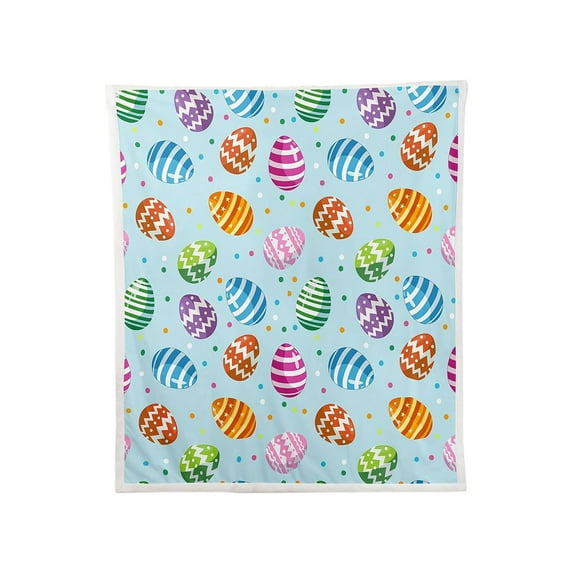 Elainilye Easter Blanket with Classic Egg Bunny Design, Flannel Cozy ...