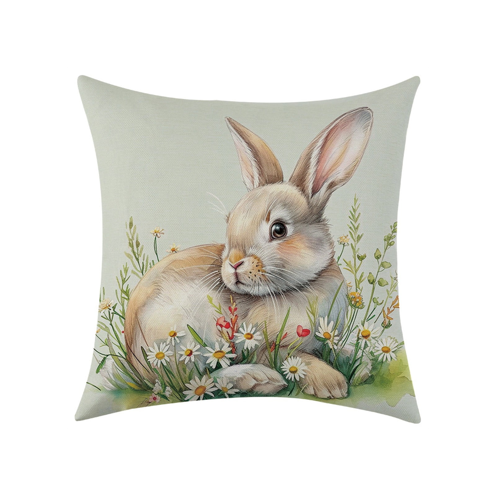 Elainilye Easter Pillow Cover, Rabbit Pattern Decorative Cushion Case ...
