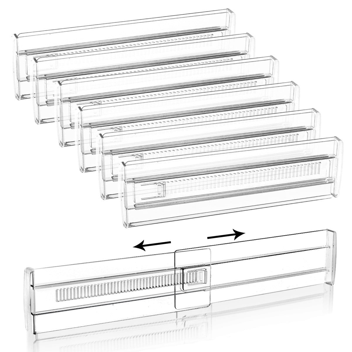 Elainilye Expandable Drawer Organizers, Clear Plastic Drawer Dividers ...