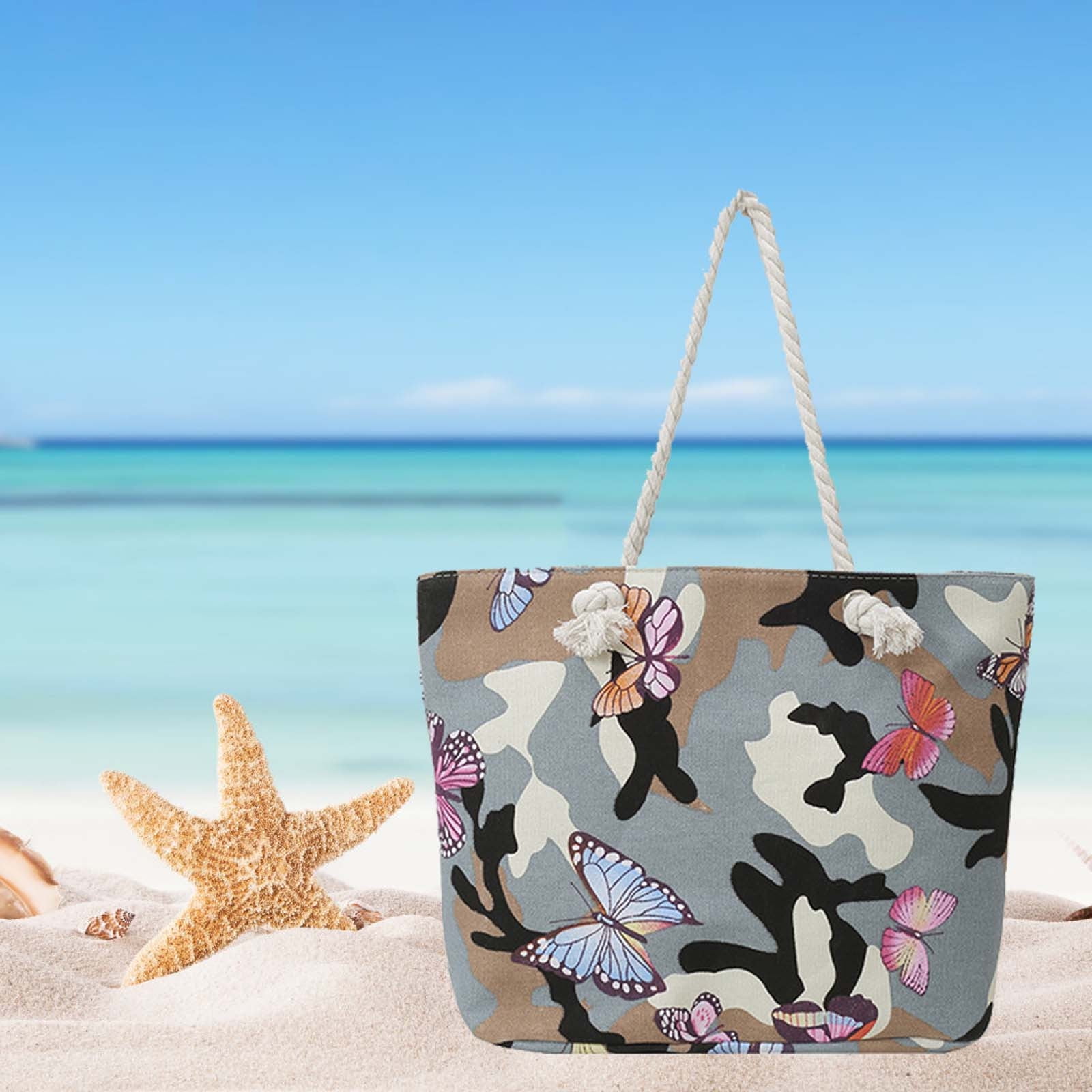 Elainilye Extra Large Beach Bag with Zipper, Waterproof Sandproof Beach ...